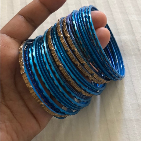 Fiji Town | Jewelry | Indian Blue Gold Bangle Set | Poshmark